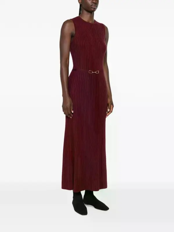 Gabriela Hearst Belted Ribbed-knit Midi Dress - Red
