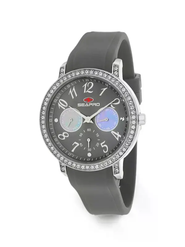 SEAPRO 37mm Watch With Crystal-embellished Bezel - Grey