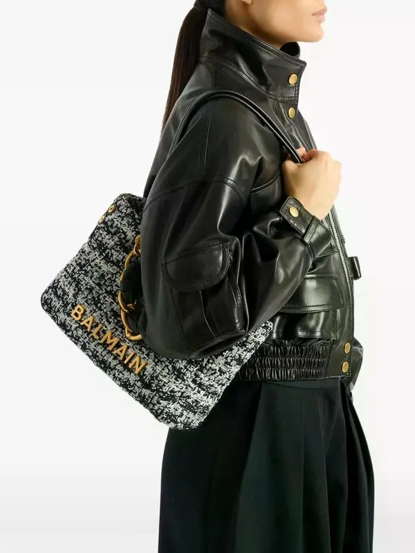 Balmain Small 1945 Soft Tweed Tote Bag