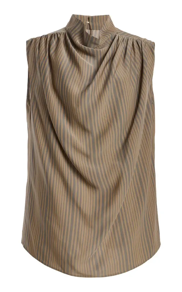 KALLMEYER Sleeveless Draped Stripe High Neck Top - Multi