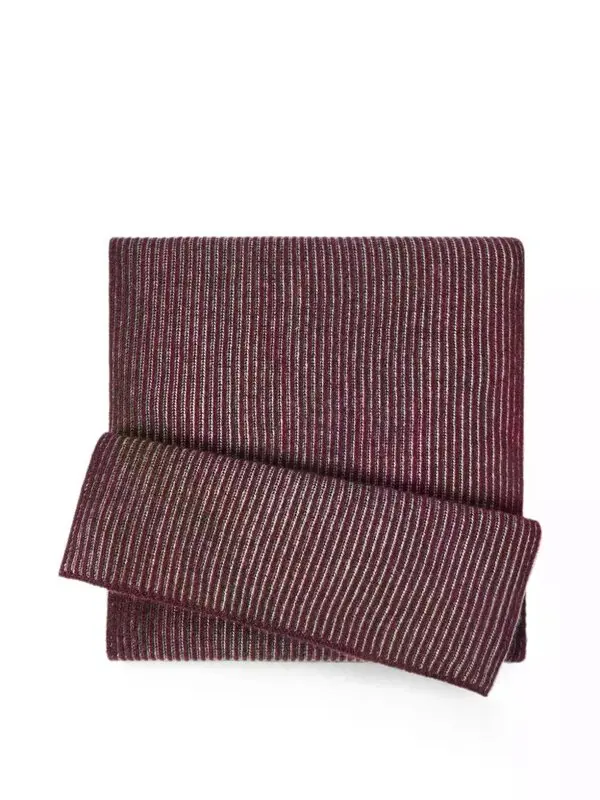 Brunello Cucinelli Cashmere English-rib Vanisé Knit Scarf - Red