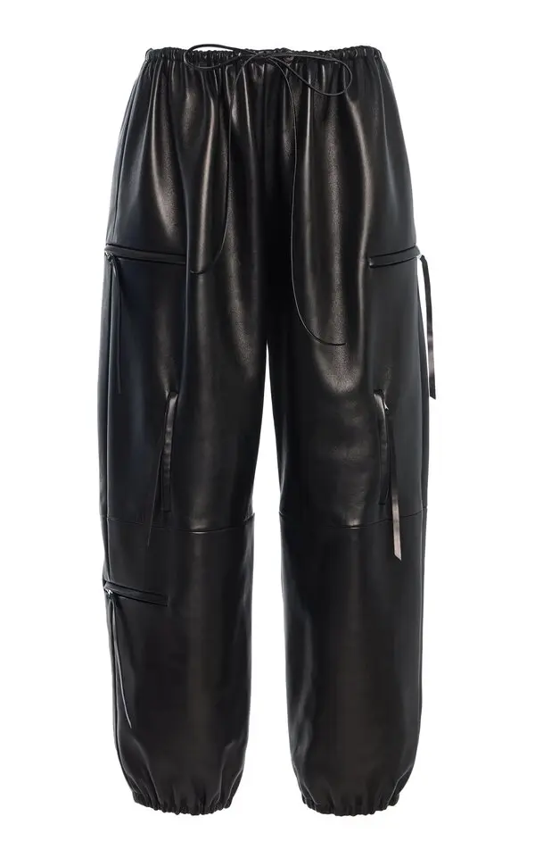 Brandon Maxwell Tapered Leather Cargo Pants - Black
