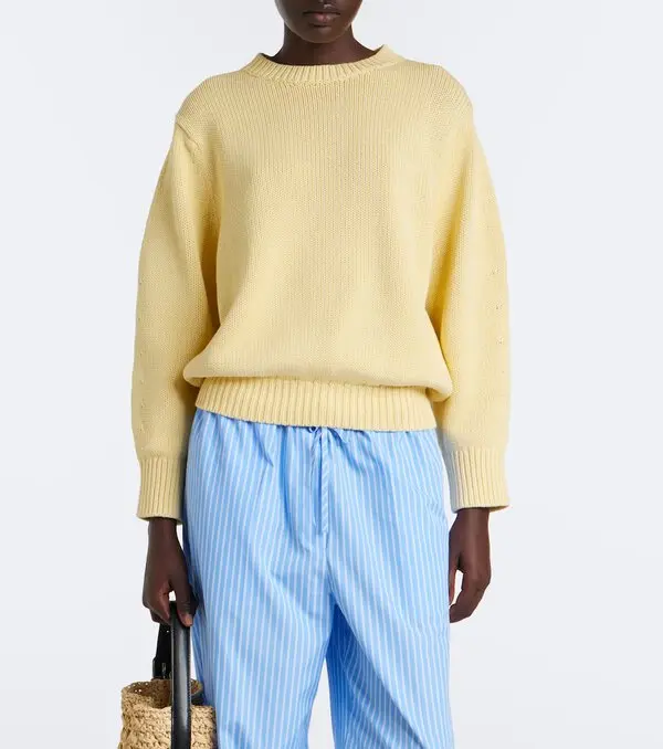 TOTEME Cotton Crewneck Sweater - Yellow