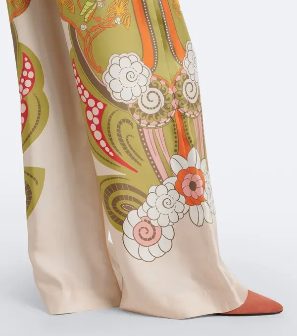 La DoubleJ Floral Silk Twill Palazzo Pants - Multicoloured