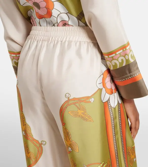 La DoubleJ Floral Silk Twill Palazzo Pants - Multicoloured