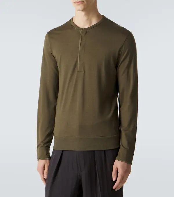 TOM FORD Long-sleeve Henley In Wool, Cashmere, And Silk