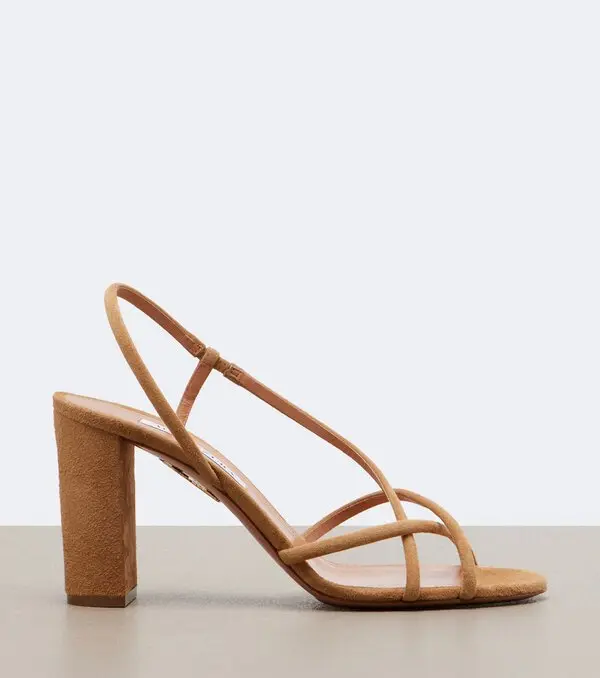 AQUAZZURA Horizon Suede Sandals - Beige