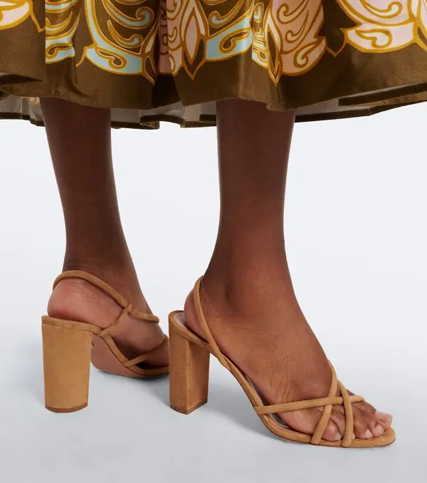 AQUAZZURA Horizon Suede Sandals - Beige