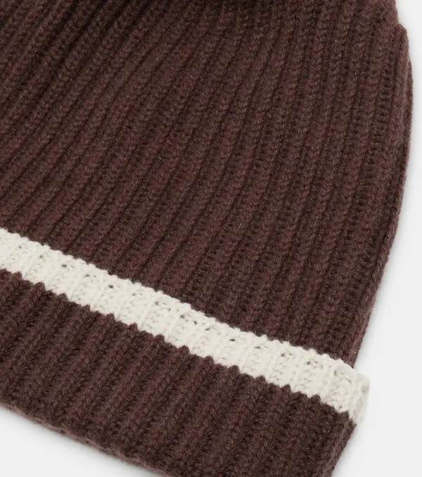 Brunello Cucinelli Monili Ribbed-knit Cashmere Beanie - Brown