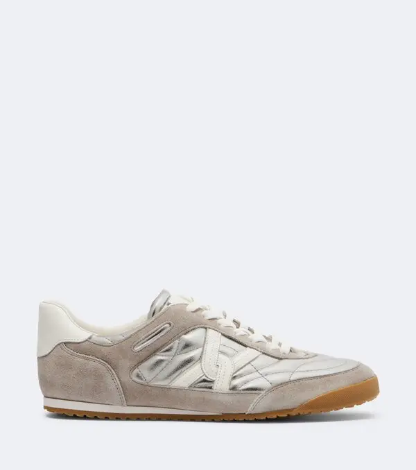 Veronica Beard Quilted Suede-trimmed Leather Sneakers