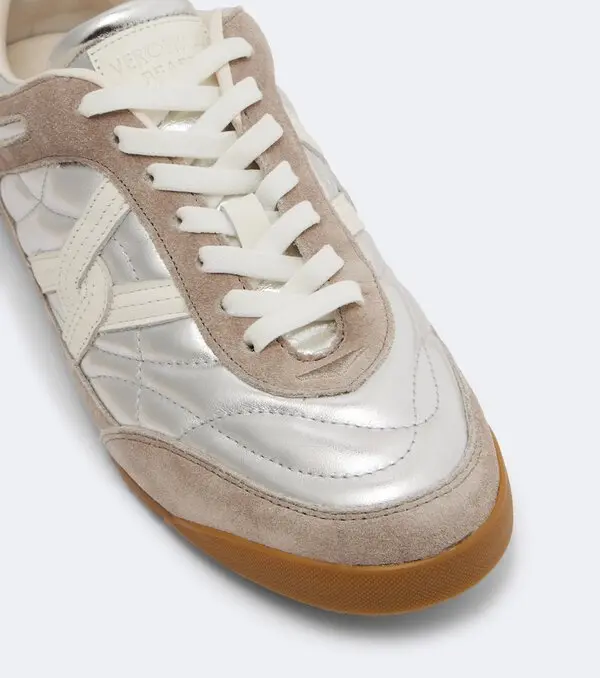 Veronica Beard Quilted Suede-trimmed Leather Sneakers