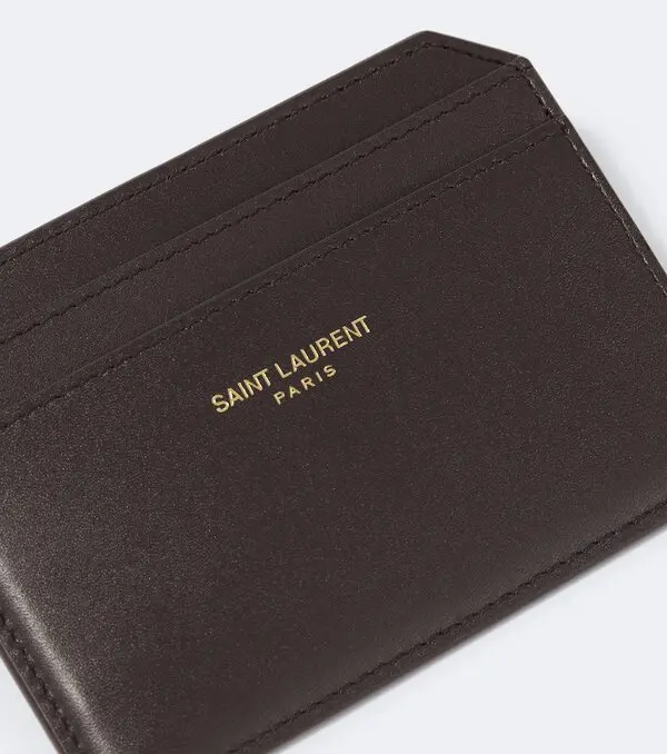 Saint Laurent Leather Card Holder - Brown