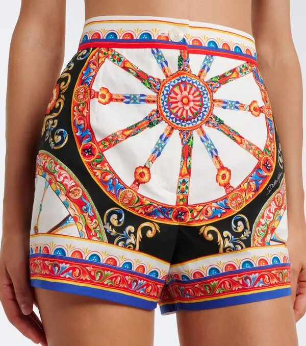 Dolce & Gabbana Carretto Printed Cotton Poplin Shorts