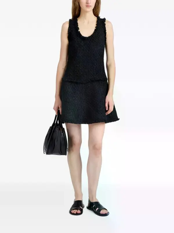 Proenza Schouler White Label Kaida Dress In Basketweave Tweed - Black
