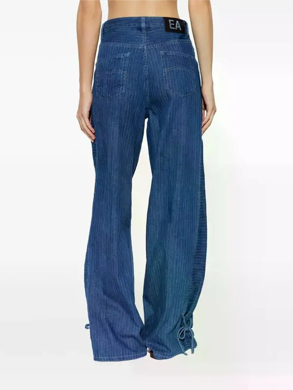 Emporio Armani Herringbone-pattern Tie-fastening Wide Leg Jeans