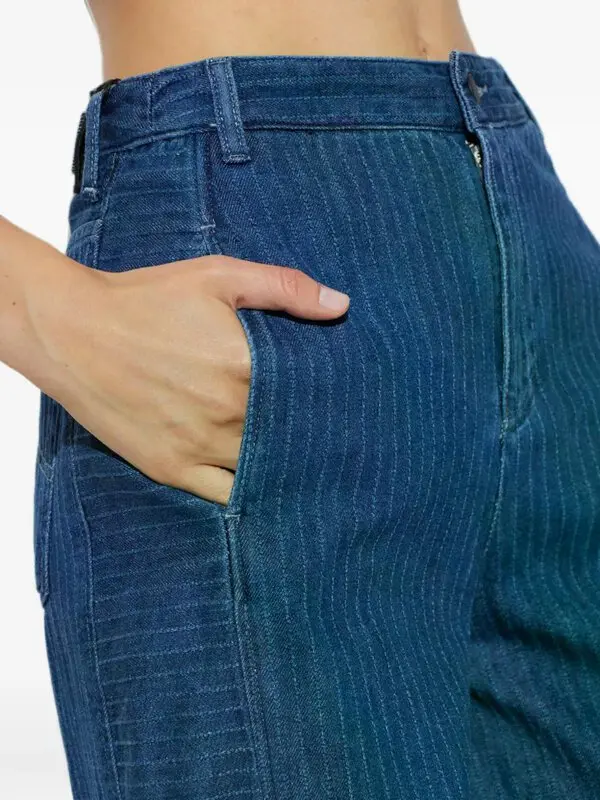 Emporio Armani Herringbone-pattern Tie-fastening Wide Leg Jeans