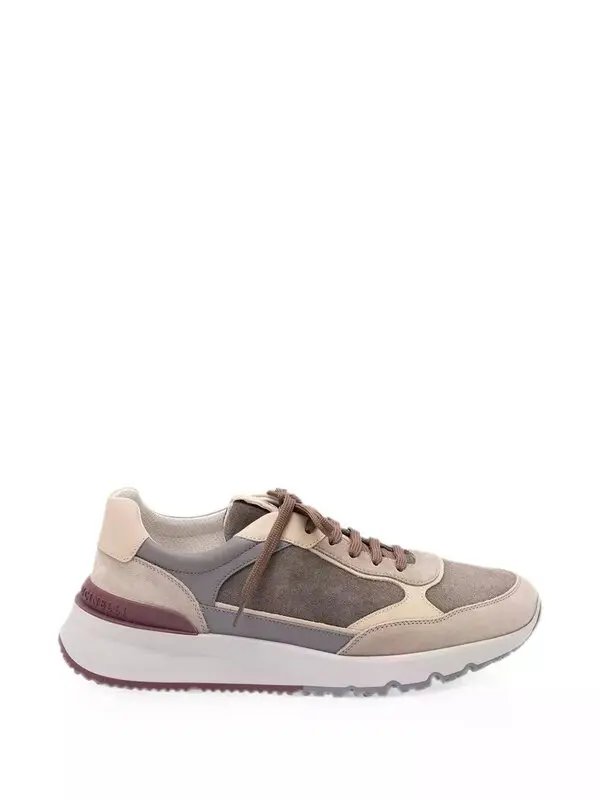 Brunello Cucinelli Panelled Leather Sneakers - Brown