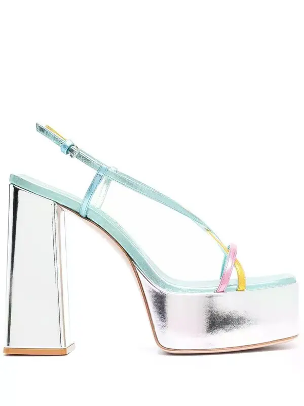 HAUS OF HONEY Metallic Platform Sandals - Blue