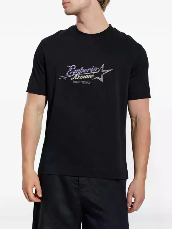 Emporio Armani Logo-embroidered T-shirt - Black