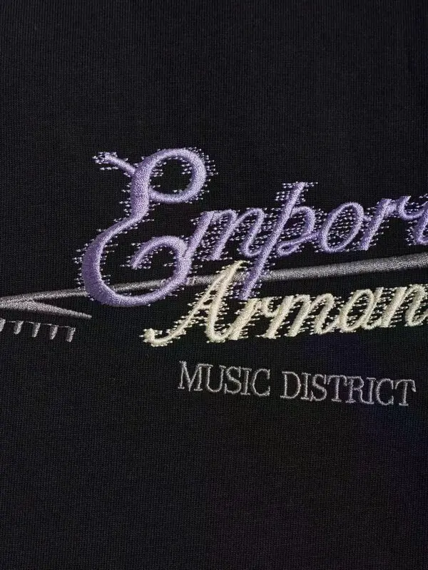 Emporio Armani Logo-embroidered T-shirt - Black