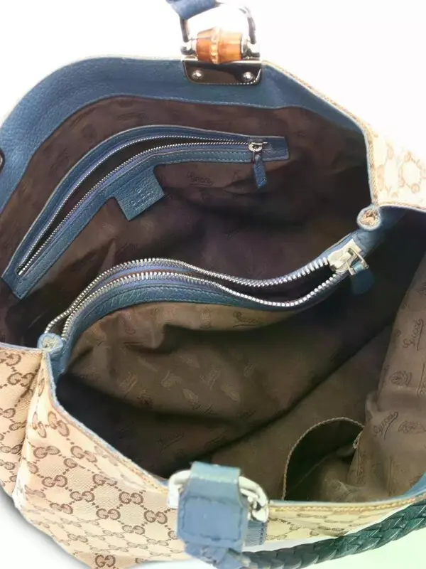 Gucci 2000s Bamboo Gg Canvas Tote Bag