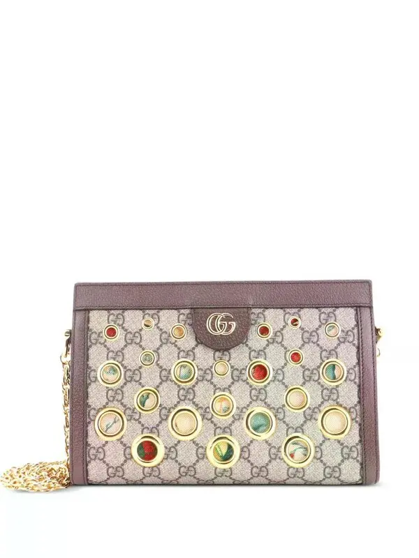 Gucci Ophidia Chain Grommet Gg Coated Canvas Small Shoulder Bag - Brown