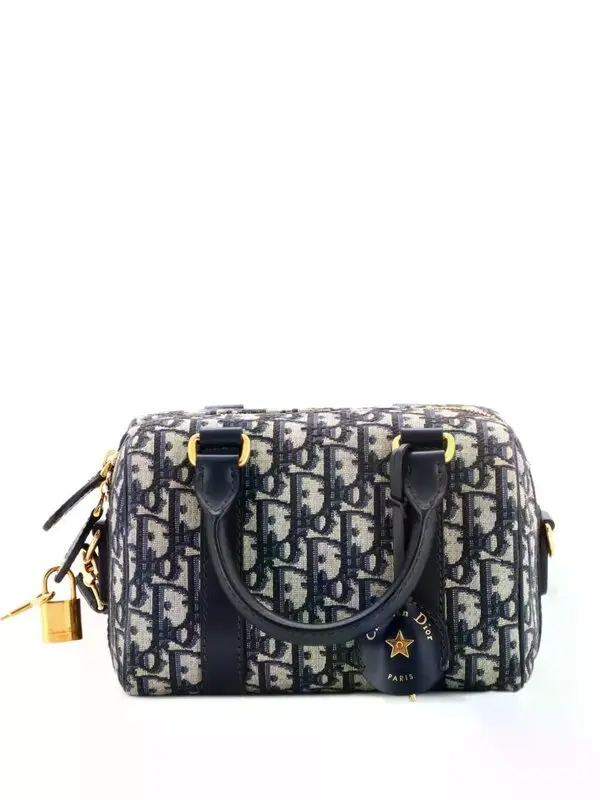 Dior Groove Convertible Bowling Bag Oblique Canvas Handbag - Blue