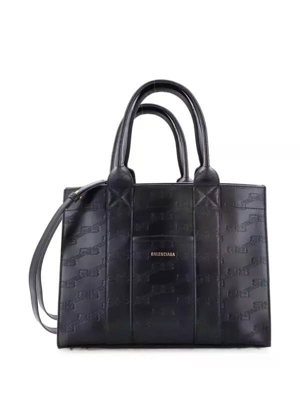 Balenciaga Hardware Embossed Leather Small Tote Bag - Black
