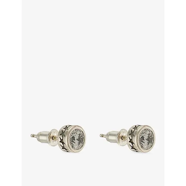 TWOJEYS Sterling Star Pattern Stud Earrings With Stone