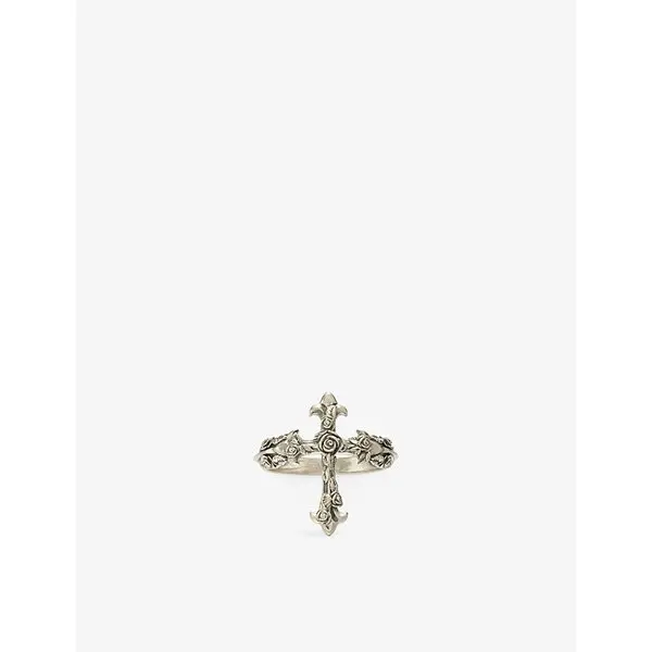Emanuele Bicocchi Sterling Rose Cross Ring - Silver
