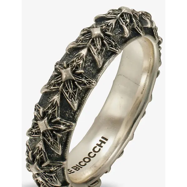 Emanuele Bicocchi Sterling Notre Dame Cross Band Ring