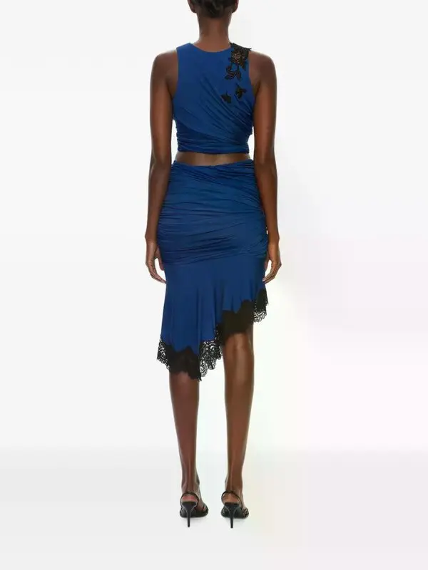 Christopher Esber Gathered Midi Skirt With Lace Trim