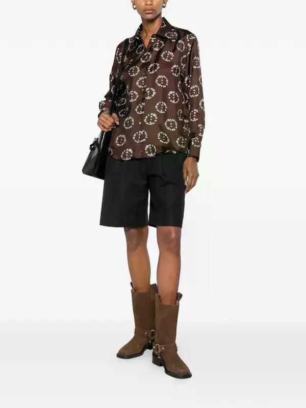 Sandro Floral Print Silk Shirt