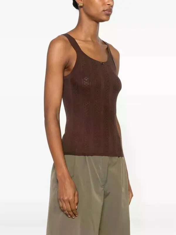 Sandro Pointelle-knit Bow Detail Top