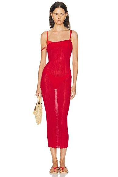 HAIGHT. Ivana Midi Knit Dress - Red Shift