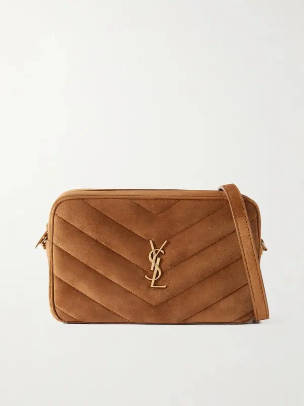 Saint Laurent Loulou Quilted Suede Shoulder Bag - Brown