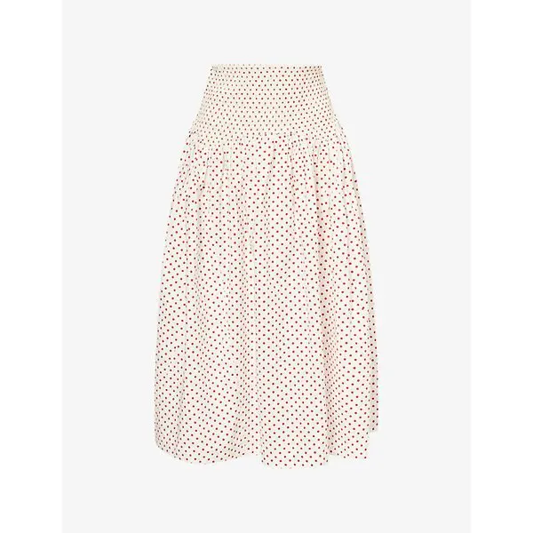 DAMSON MADDER Layla Polka-dot Cotton Midi Skirt - Multi