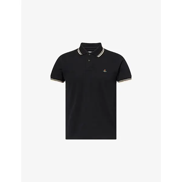 VIVIENNE WESTWOOD Classic-collar Knitted Cotton Polo T-shirt - Black