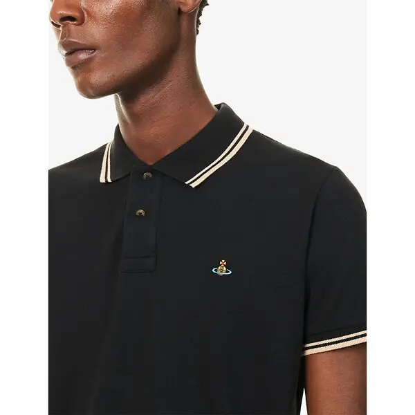 VIVIENNE WESTWOOD Classic-collar Knitted Cotton Polo T-shirt - Black