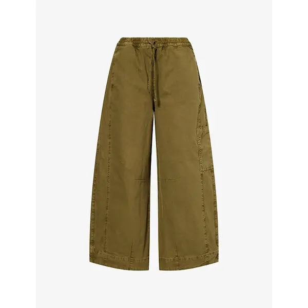 DAMSON MADDER Felix Barrel-leg Cotton-twill Trousers - Olive