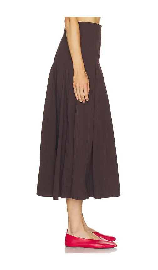 A.L.C. Poplin Midi Skirt - Brown