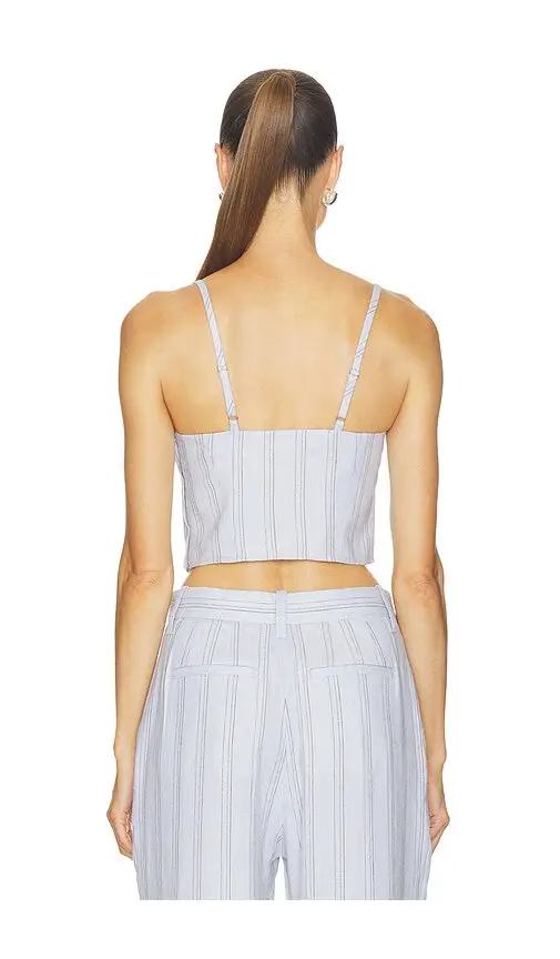 A.L.C. Striped Linen Blend Cropped Top