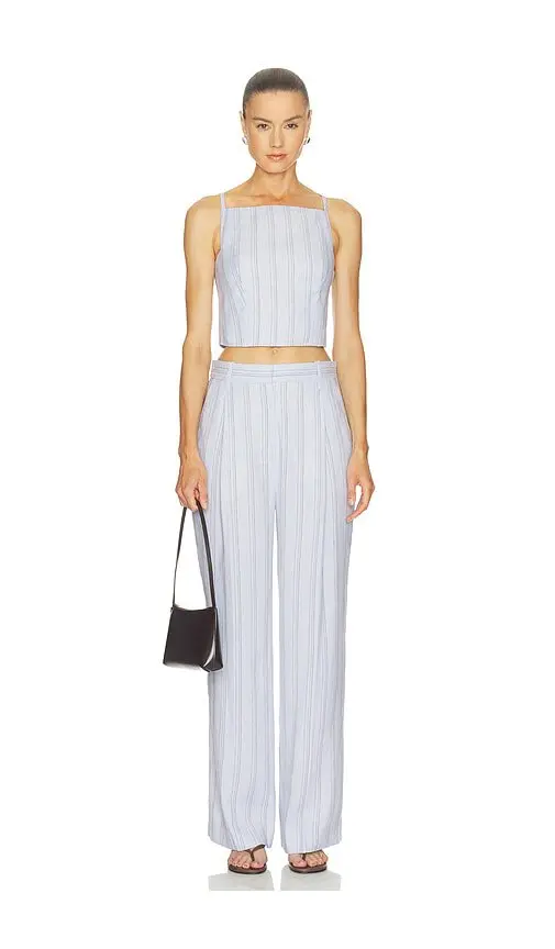 A.L.C. Striped Linen Blend Cropped Top
