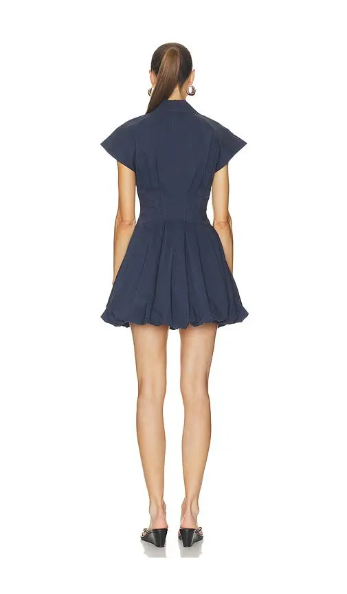 Simkhai Lirinne Short Sleeve Mini Bubble Dress - Navy