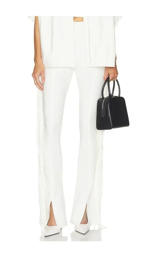 Norma Kamali Fringe Spat Jeans - White