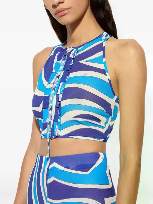 Emilio Pucci Labirinto Print Ruffle Top