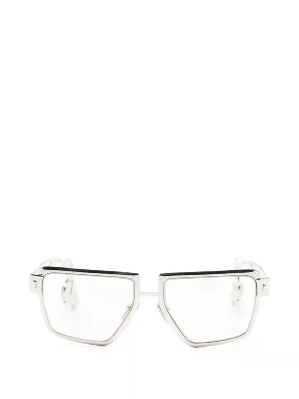 Prada Crystal Embellished Geometric Frame Glasses - Silver