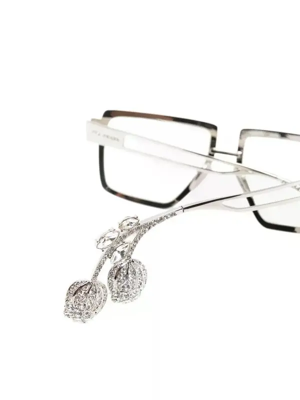 Prada Crystal Embellished Geometric Frame Glasses