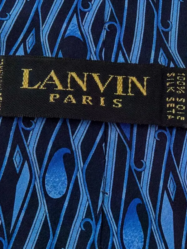 LANVIN Geometric Paisley Silk Neck Tie - Blue