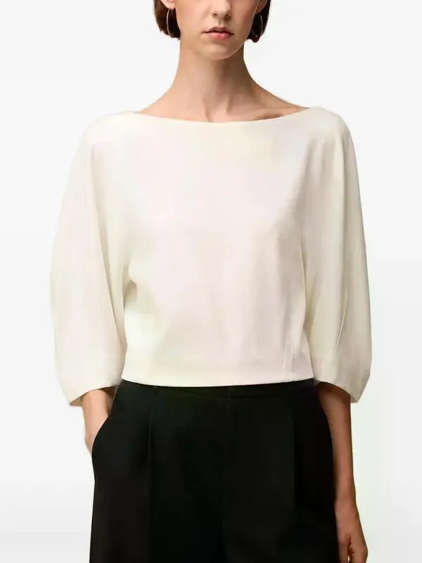 RETORI Retro Button-detailed Three-quarter Sleeve Top - Neutrals